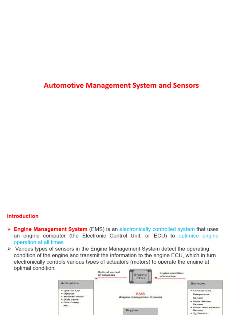 Lecture 5 & 6 (EMS & Sensors) | PDF | Throttle | Electric Motor