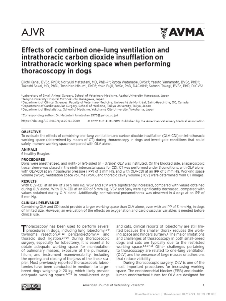 Artio VAAJ Anestesiologia Veterinaria | PDF | Lung | Respiratory System
