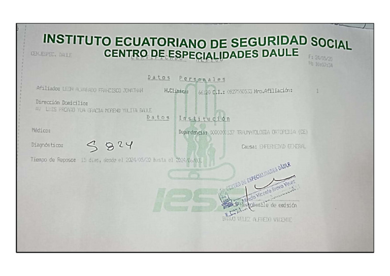 Certificado reposo - Iess | PDF