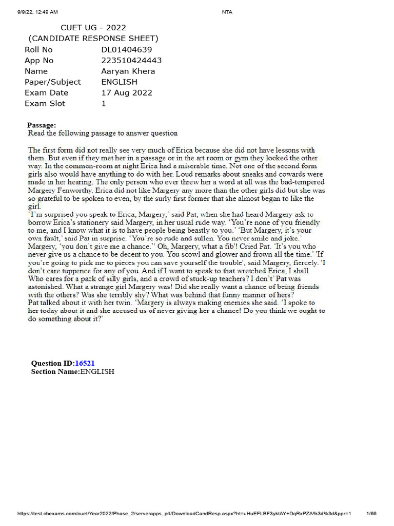 CUET Pyq | PDF | Tests