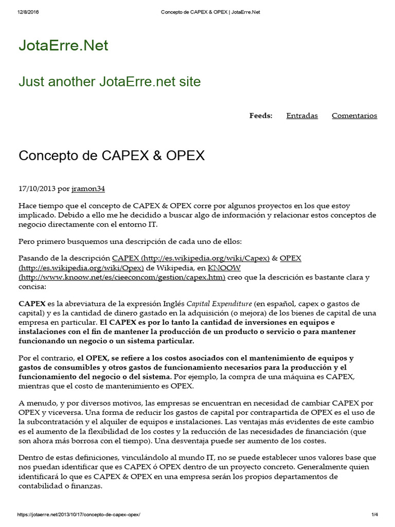 Concepto de CAPEX & OPEX - JotaErre | PDF | Capital (economía) | Business