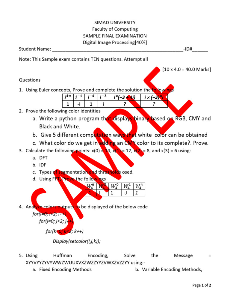 SAMPLE Finak DIP | PDF | Image Processing | Computer Science