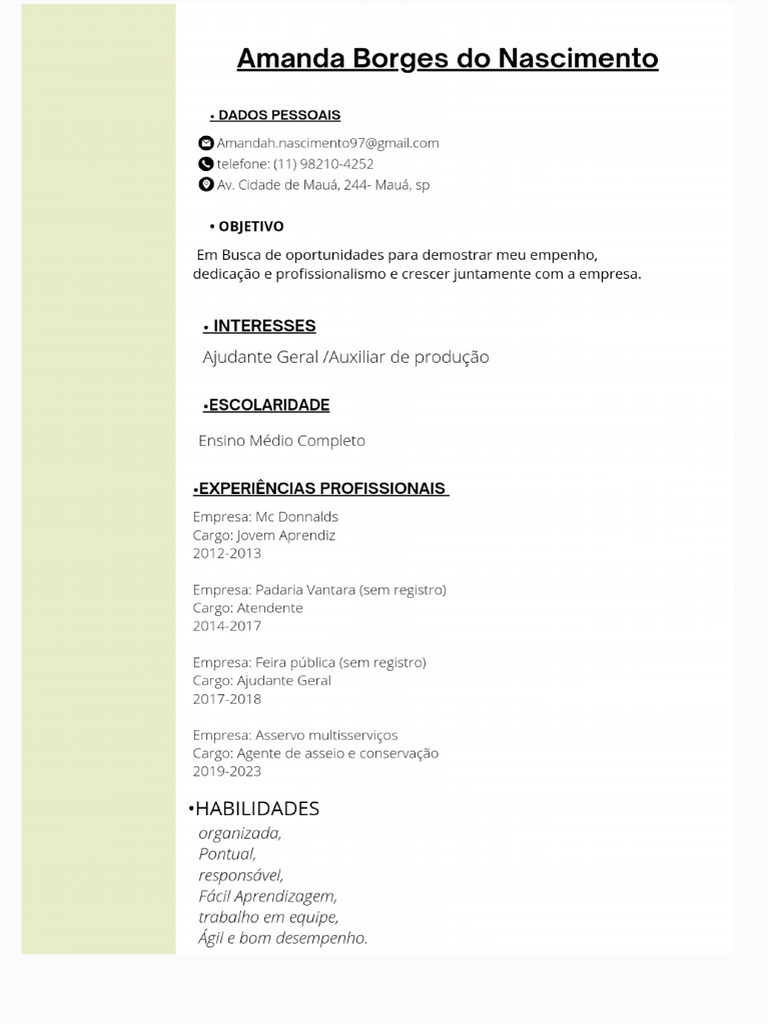 Currículo PDF Amanda Borges | PDF