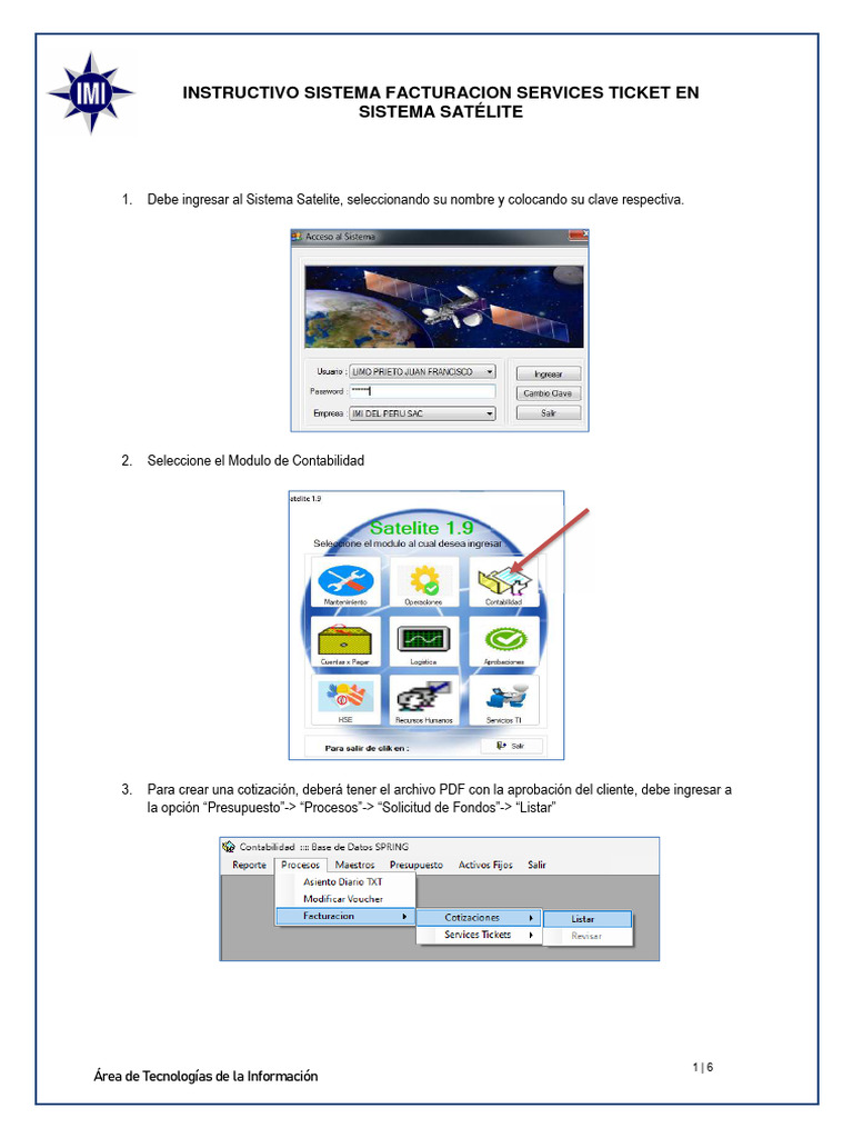 Instructivo - Services Ticket - SISTEMA SATELITE | PDF | Informática | Software
