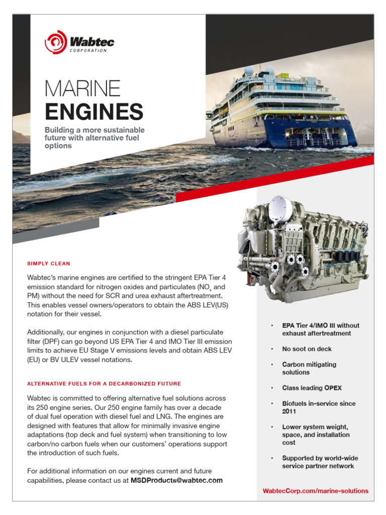 Wabtec Marine Engine Alt Fuels | PDF | Exhaust Gas | Alternative Fuel