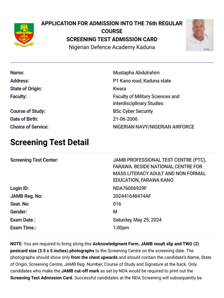 NDA 76th Regular Course Application | PDF