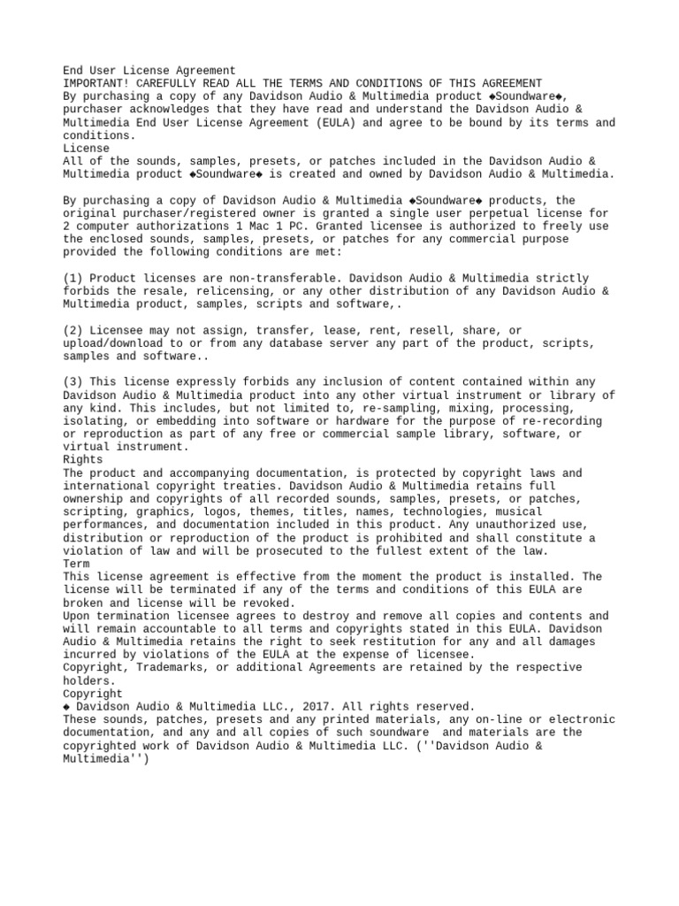 End User License Agreement | PDF | License | Copyright