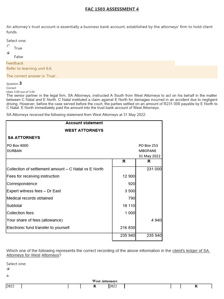 Fac 1503 Assessment 4 | PDF | Debits And Credits | Money