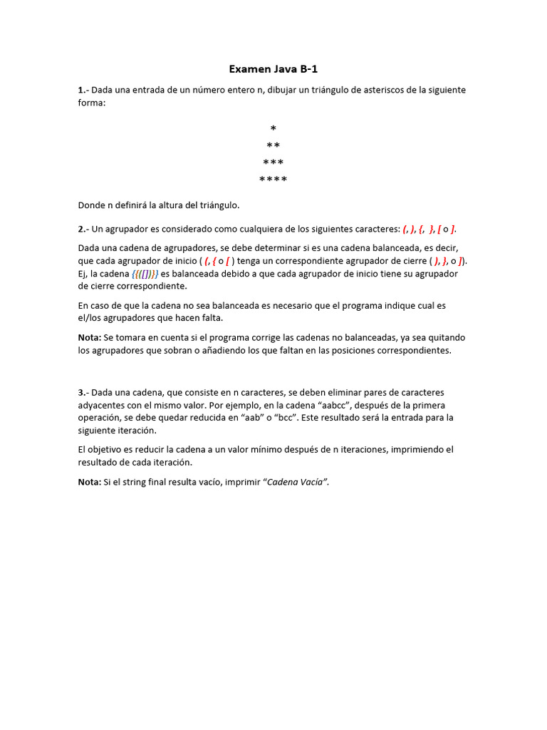 Examen Java B-1 | PDF | Métodos y materiales de enseñanza
