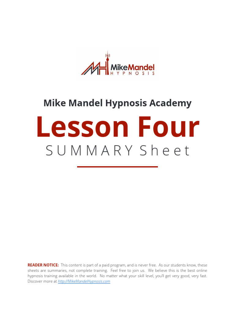 Lesson 4 | PDF | Hypnosis | Trance