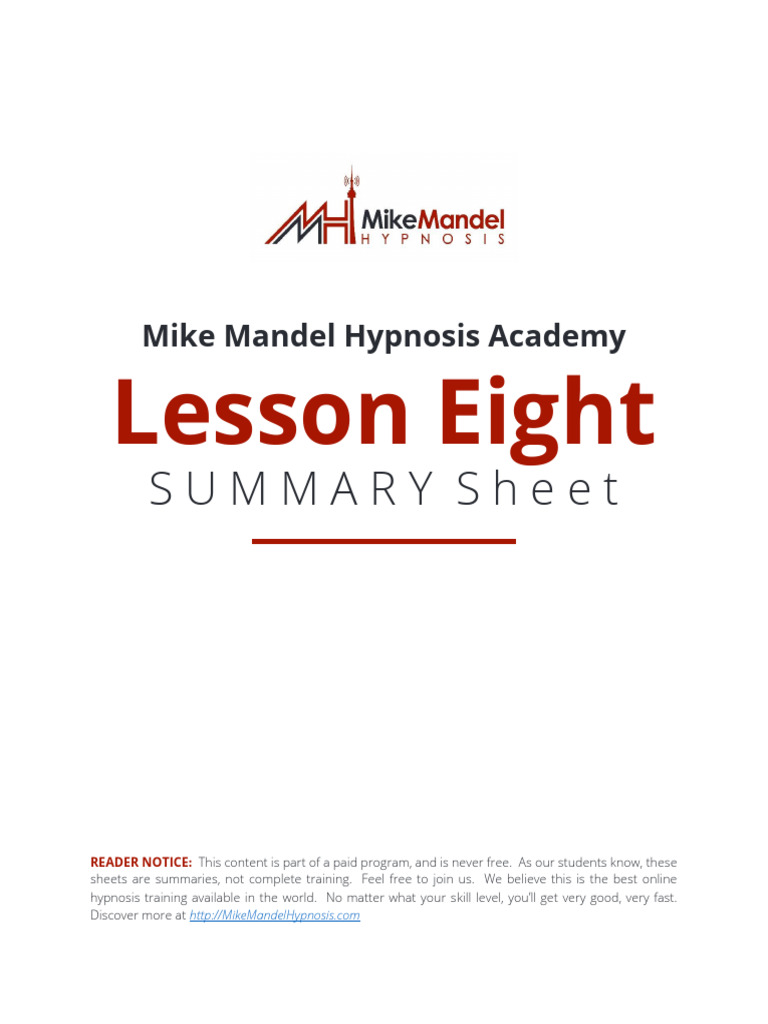 Lesson_8 | PDF | Hypnosis | Trance