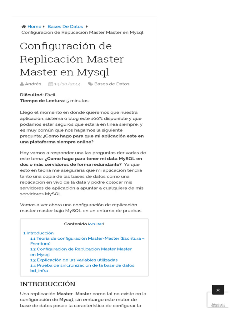 Configuración de Replicación Master Master en Mysql - Guiadev | PDF | Mi sql | Servidor ...