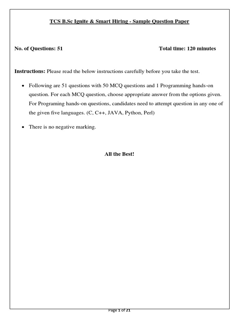 tcs-smarthiring-sample-question-paper | Download Free PDF | Interest | Pea
