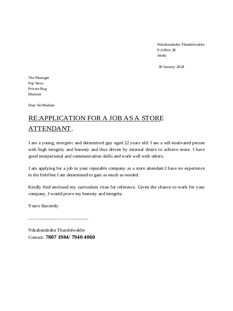 Application for Store Attendant Position | PDF