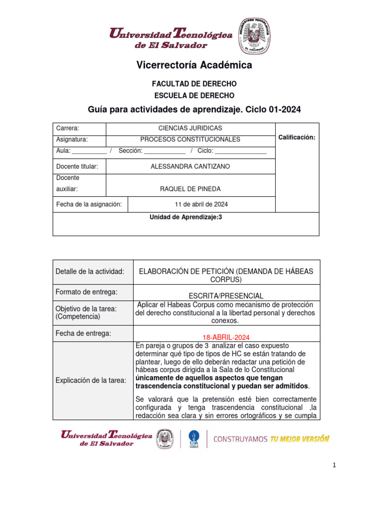 Actividad 3a Unidad | PDF | Sentencia (ley) | Habeas corpus