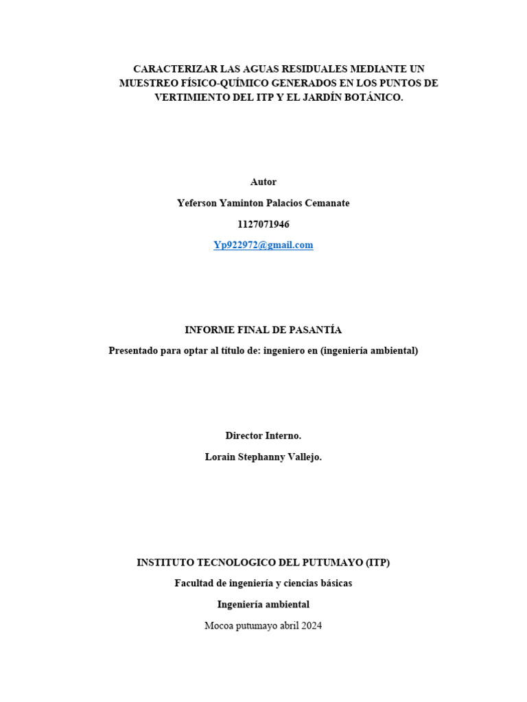 Identificacion y Caracterizacion de Vertimientos.. | PDF | Agua | Calidad del agua