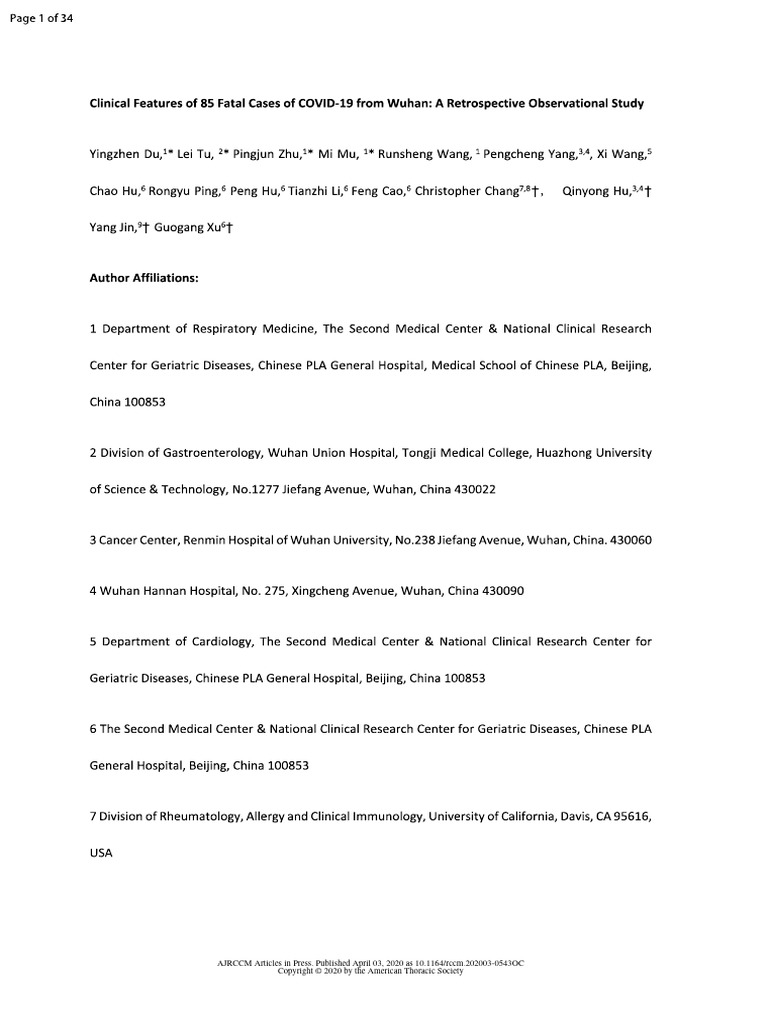 A Retrospective Observational Study rccm.202003 0543OC | PDF | Government Information | Business Law