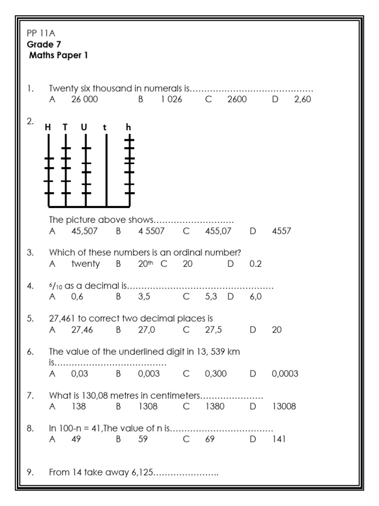 Grade 7 Maths Exam Paper | PDF | Triangle | Elementary Geometry