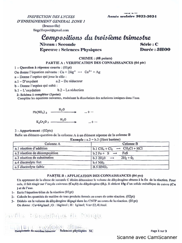 Compo 3et PC Seconde C 2023-2024 - ORB | PDF