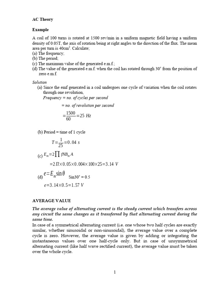 AC Theory | Download Free PDF | Root Mean Square | Electrical Impedance