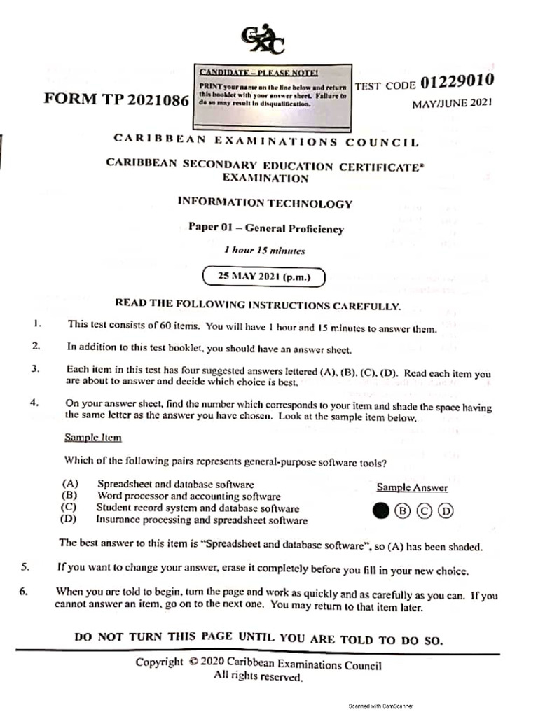 Csec It P1 2021 | PDF