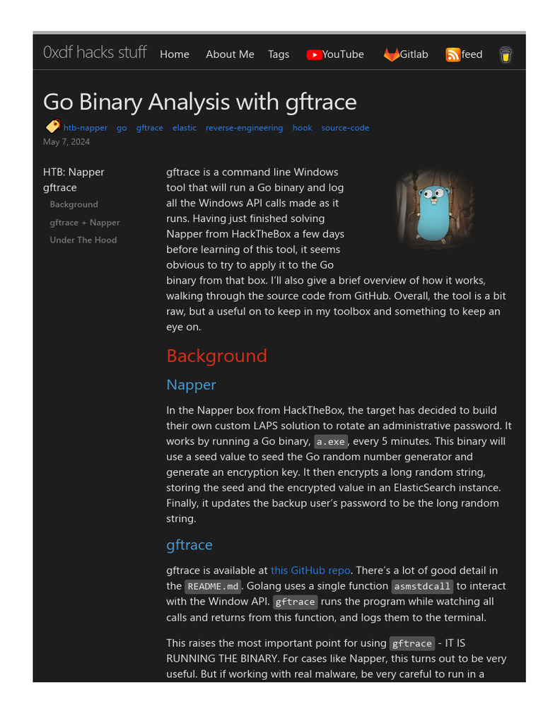 Go Binary Analysis With Gftrace Pdf Command Line Interface Computer Programming