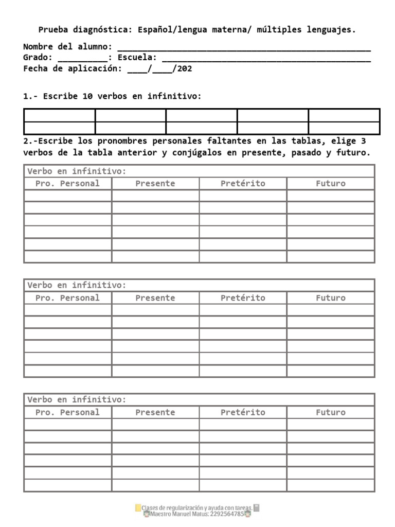 Prueba Diagnóstica Español | PDF
