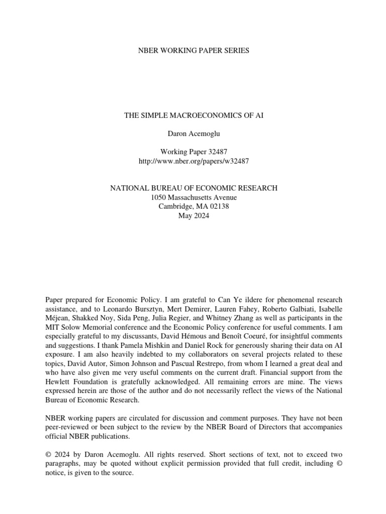 Working Paper Acemoglu | PDF | Economic Inequality | Discrimination ...