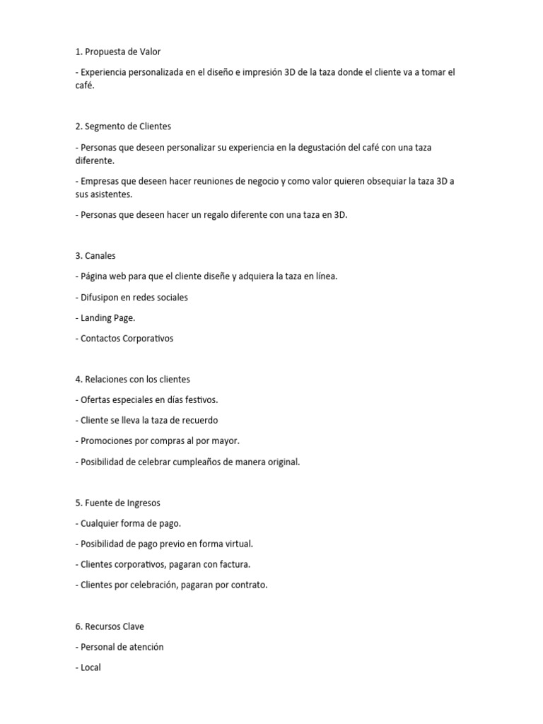 Canvanizer - Bussines Model Canvas (Tazas 3D) | PDF