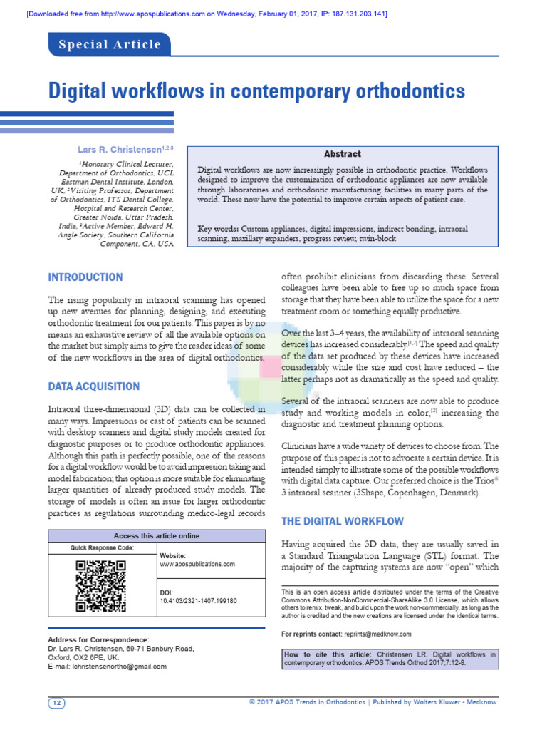 Digital Workflows in Contemporary Orthodontics | PDF | Orthodontics ...