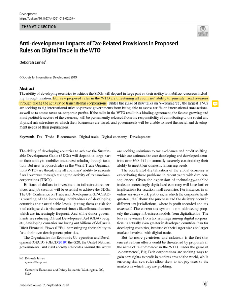 °anti - Development Impacts of Tax - Related Provisions in Proposed ...