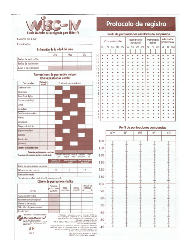 Wisc-Iv - PDF Protocolo | PDF