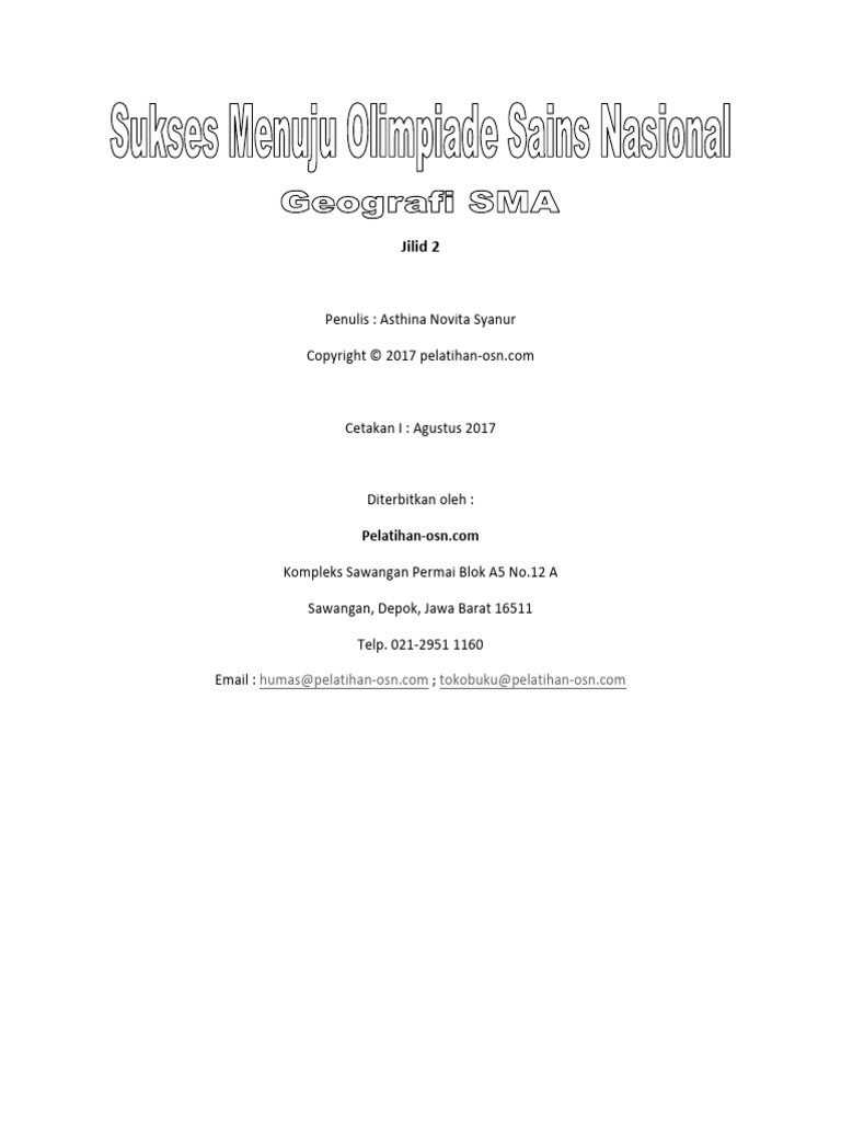 Buku Sukses Menuju OSN Geografi SMA Jilid 2 | PDF