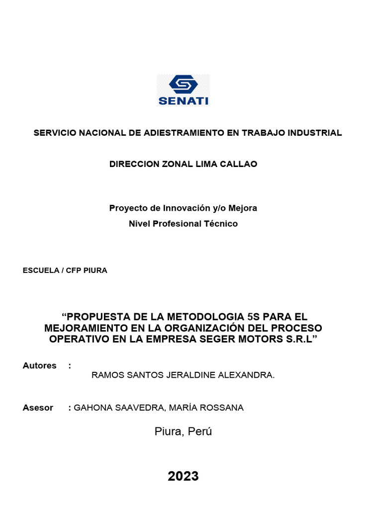 Metodología 5S para Mejorar SEGER MOTORS | PDF | Business | Economias