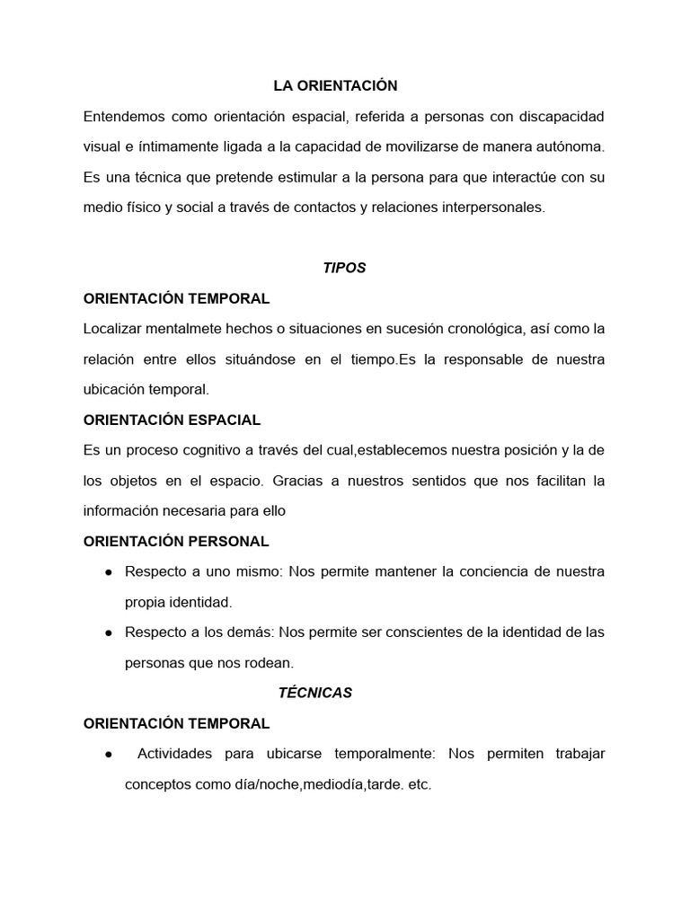 Ejemplos de Orientación Temporal | PDF | Memoria | Psicología cognitiva