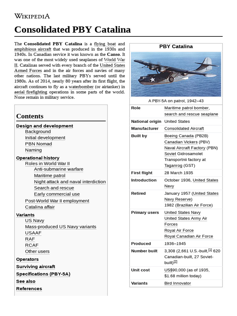 Consolidated_PBY_Catalina | PDF | Aircraft | Aviation