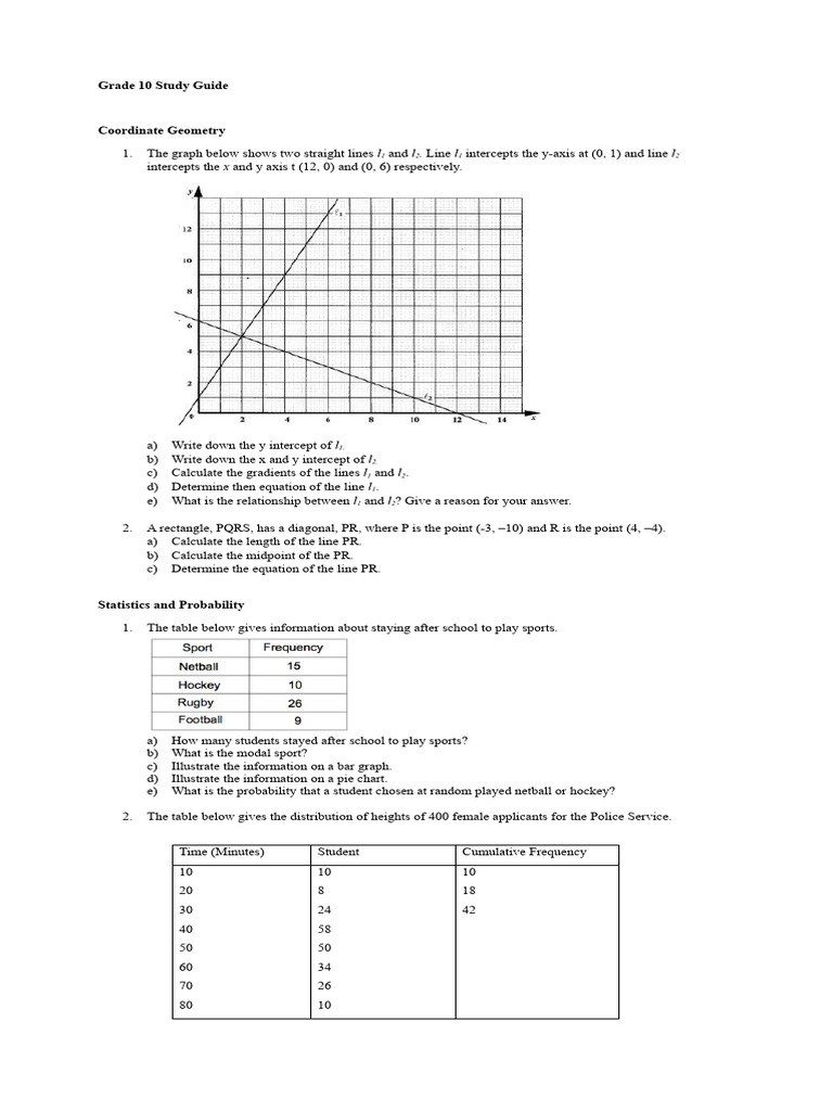 Grade 10 Study Guide (End of Year) | PDF | Matrix (Mathematics) | Angle