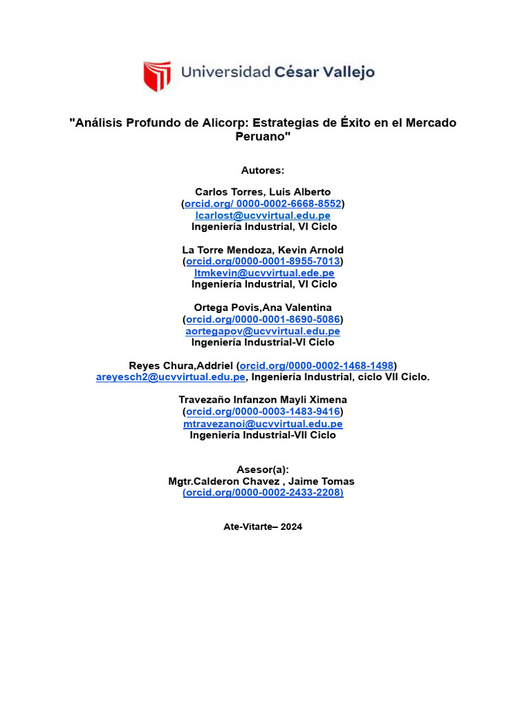 Análisis Profundo de Alicorp - Estrategias de Éxito en El Mercado Peruano | PDF | Calidad ...