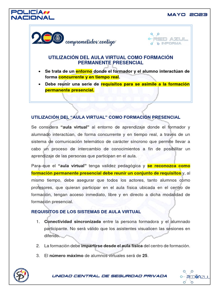 Aula Virtual Como Formaci N Permanente SeguridadPrivada 1684348657 | PDF | Salón de clases ...