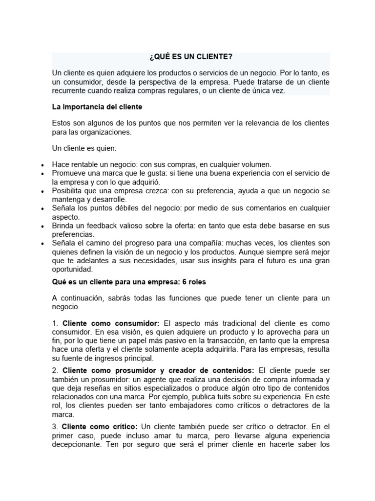 Qué Es Un Cliente y Tipos de Cliente | PDF | Marca | Cliente