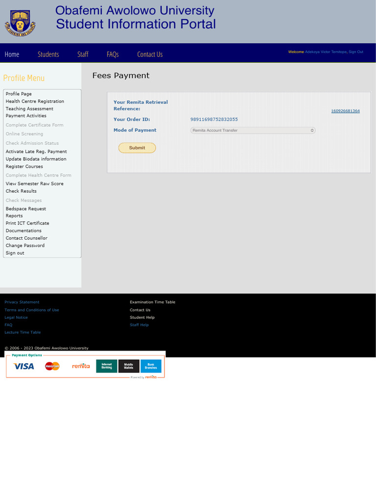 OAU Student Portal Guide | PDF | Finance & Money Management