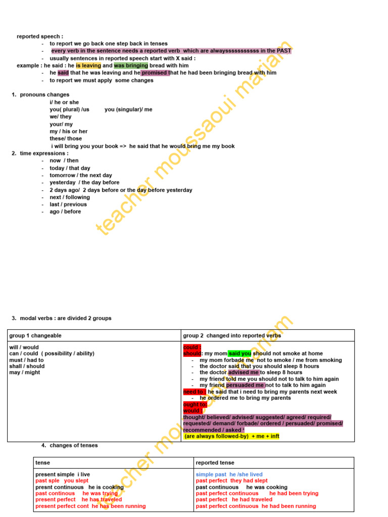 Reported Speech Last Lesson | PDF | Verb | Language Families