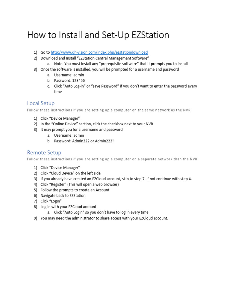 How To Install and Setup EZStation | PDF