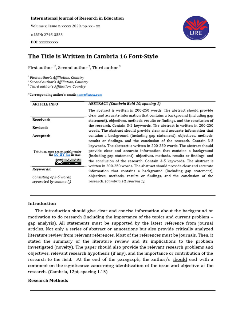 Template IJRE | Download Free PDF | Data | Learning