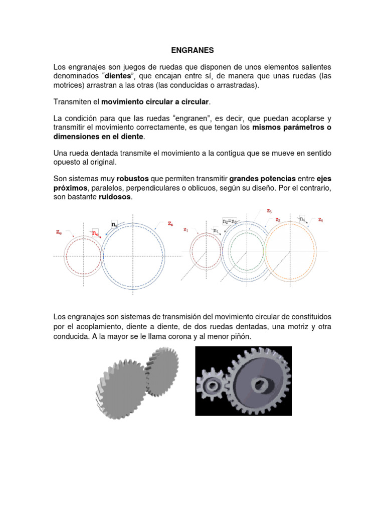 Engranajes: Funcionamiento y Aplicaciones | PDF