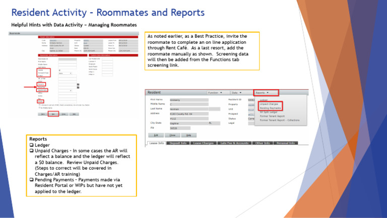 Yardi - 101 - Resident - Activity - Roommates - and - Reports | PDF