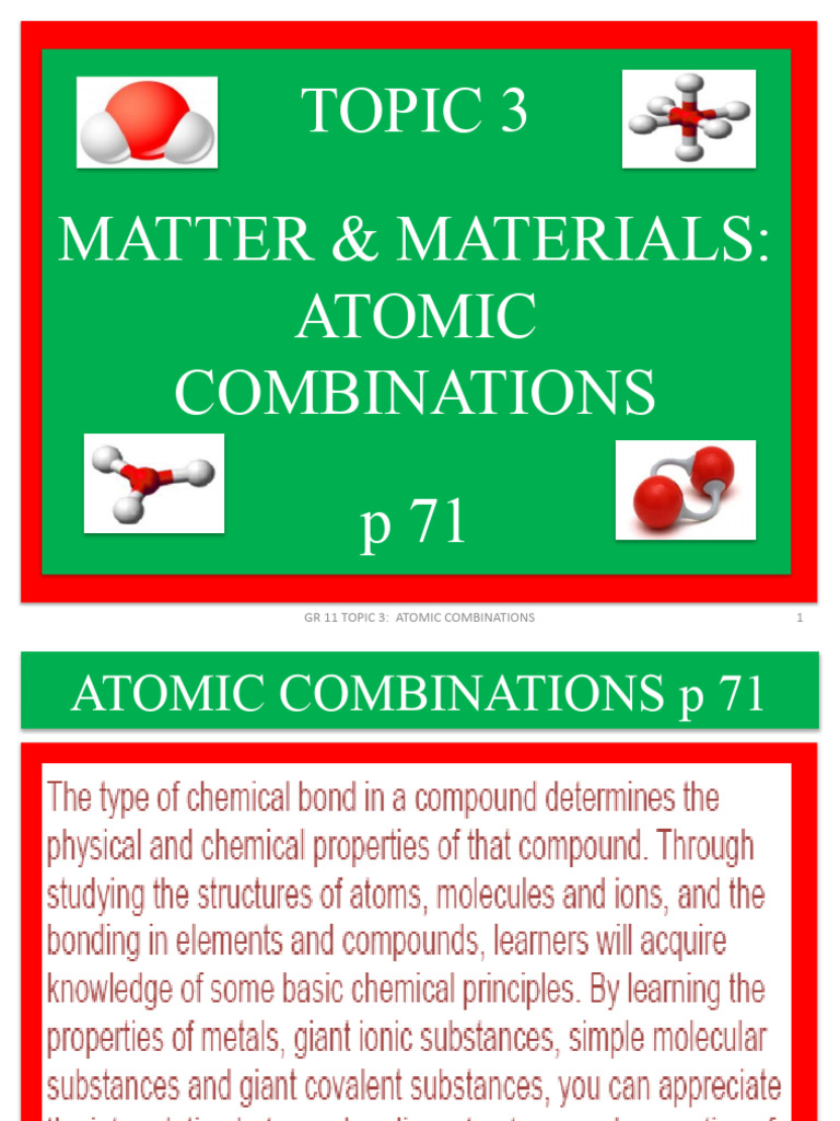Oxford GR 11 Topic 3 Atomic Combinations | PDF | Chemical Polarity | Chemical Bond