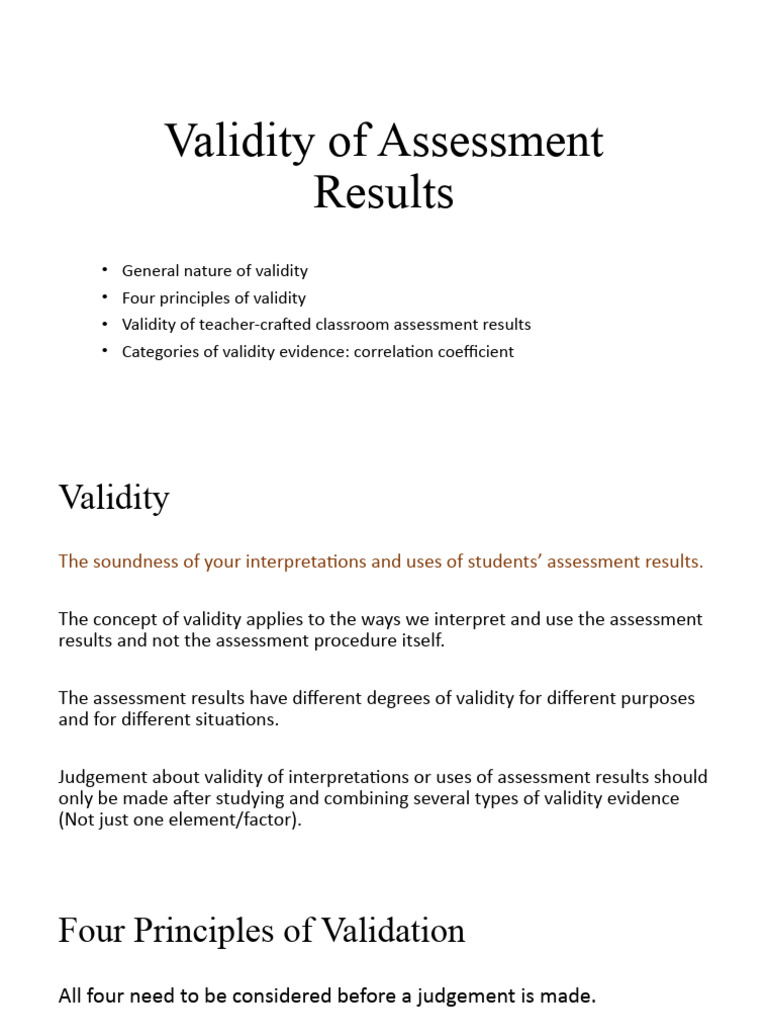Chapter 3 - Validity of Assessment Results | PDF | Validity (Statistics ...