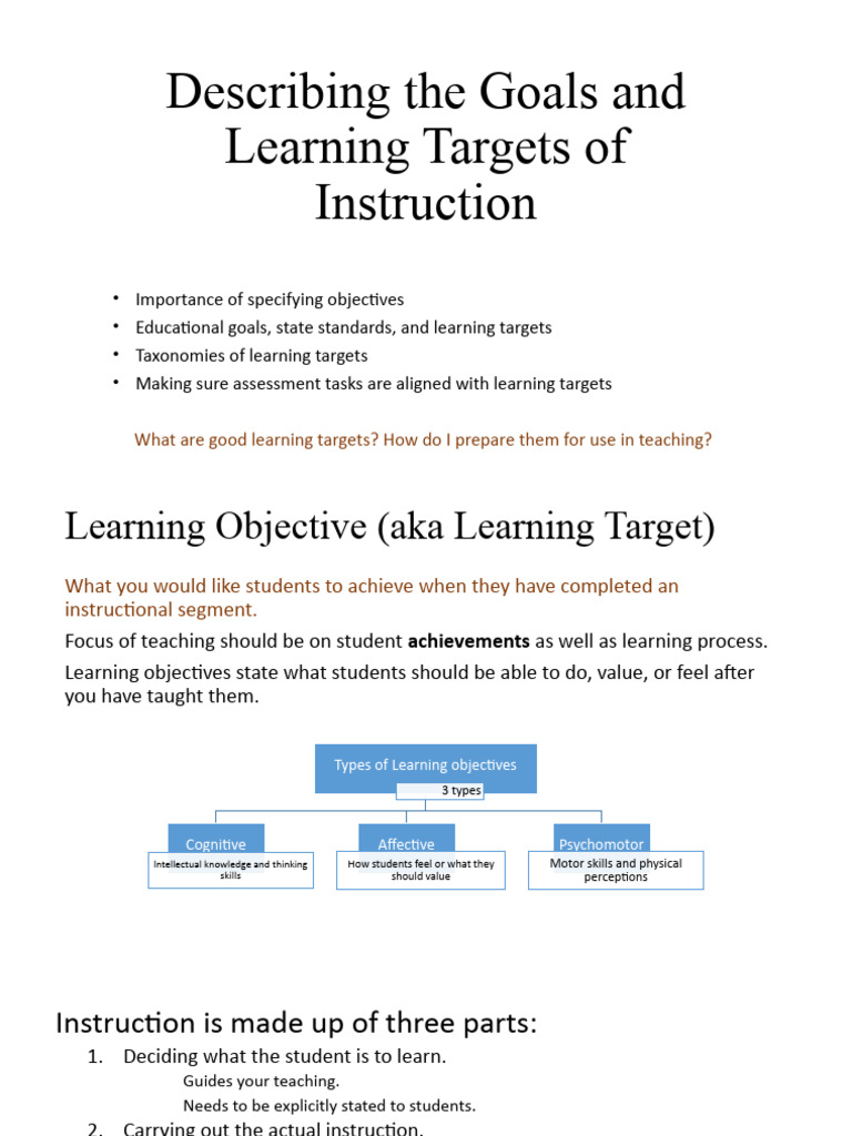 Chapter 2 - Describing The Goals and Learning Targets of Instruction ...
