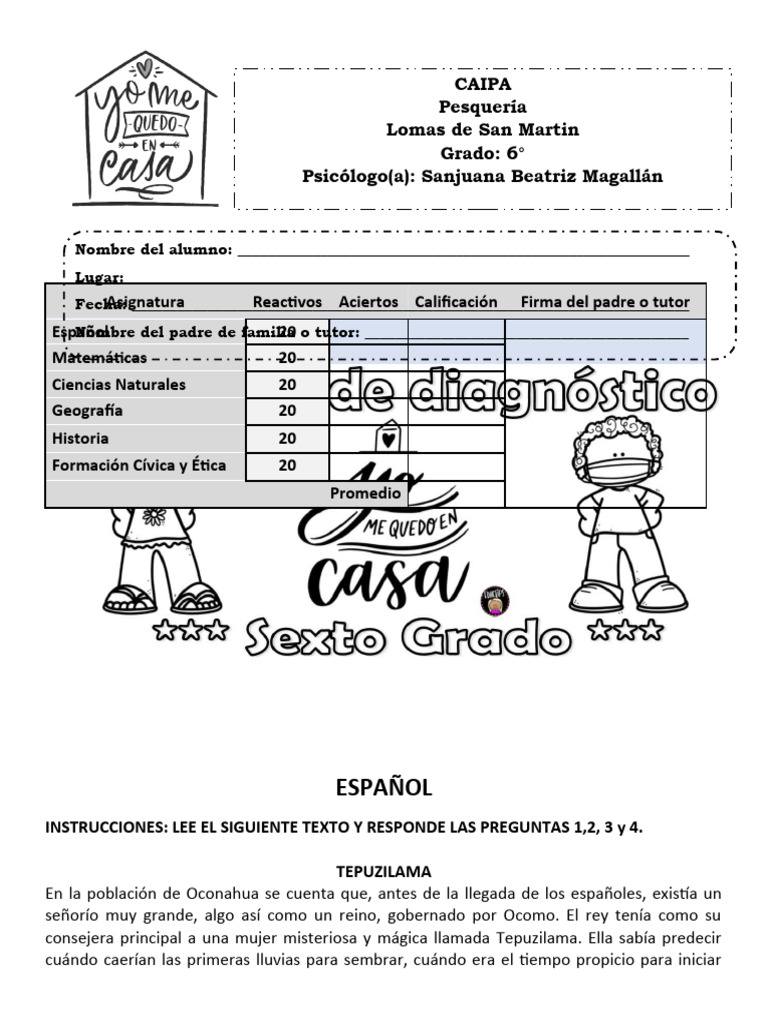 Examen Diagnostico 6 To | PDF | México | Kilogramo